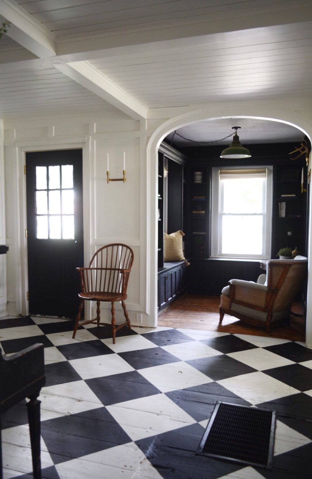 Easy Do It Yourself Painted Checkboard Floor to Update Your Hardwood